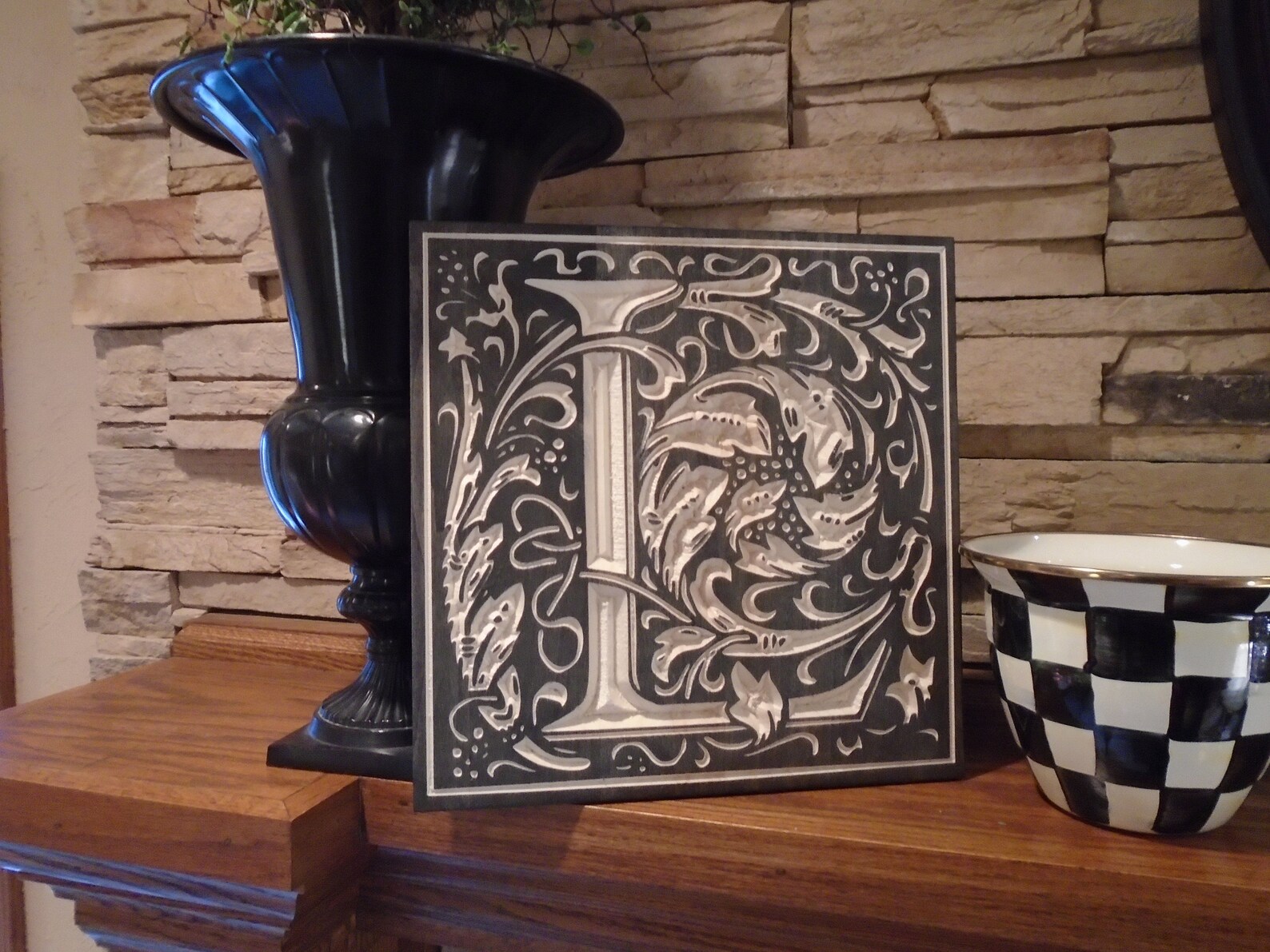 Illuminated Letter L, Wood Wall Art, Wood Engraving, William Morris ...
