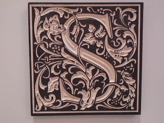 Illuminated Letter S Wood Wall Art Wood Engraving William | Etsy