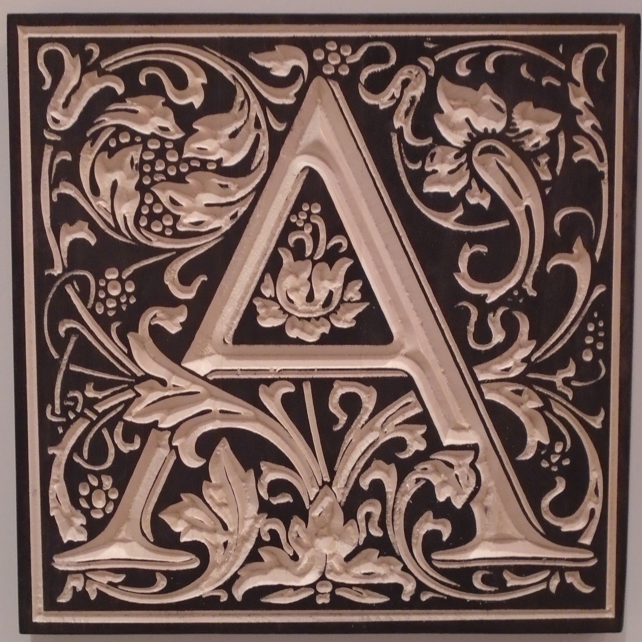 Illuminated Letter A, Wood Wall Art, Wood Engraving, William Morris ...