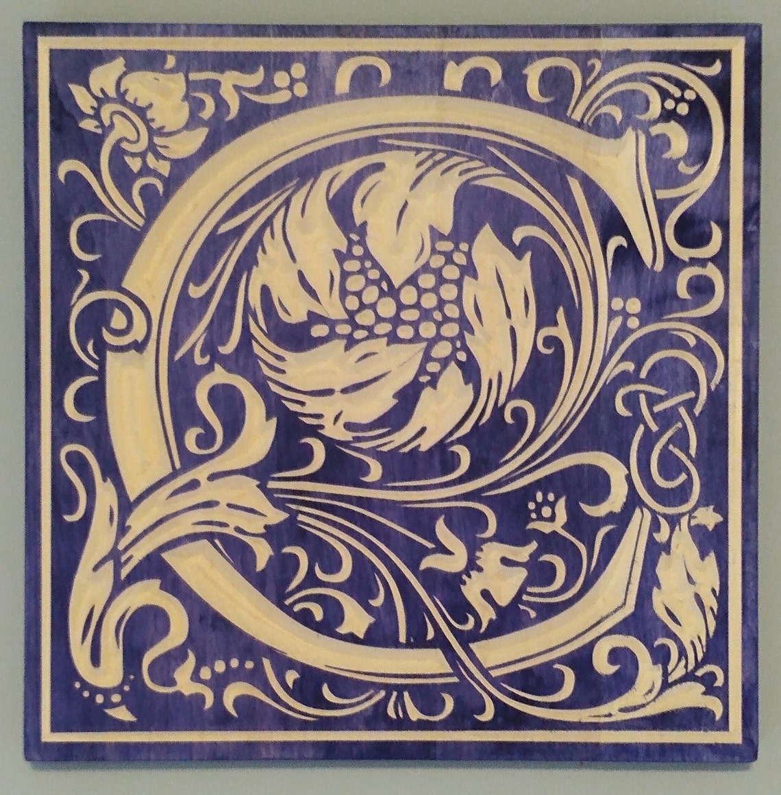 Illuminated Letter C Wood Wall Art Wood Engraving William - Etsy