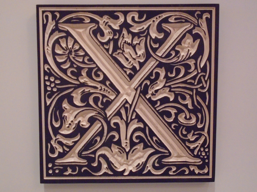 Illuminated Letter X, Wood Wall Art, Wood Engraving, William Morris ...