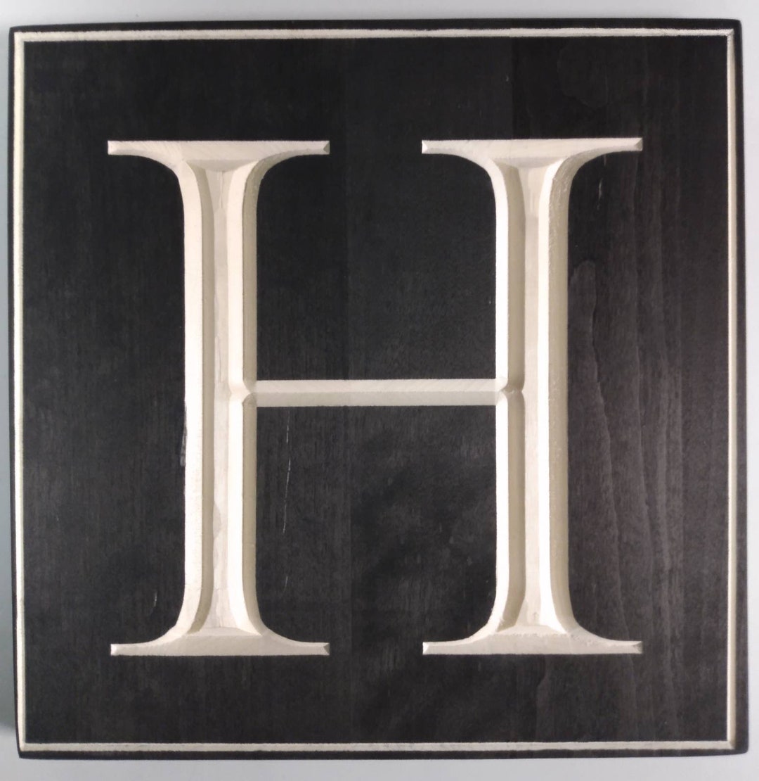Engraved Letter H, Times New Roman Font, Wood Wall Art, Wood Decor - Etsy