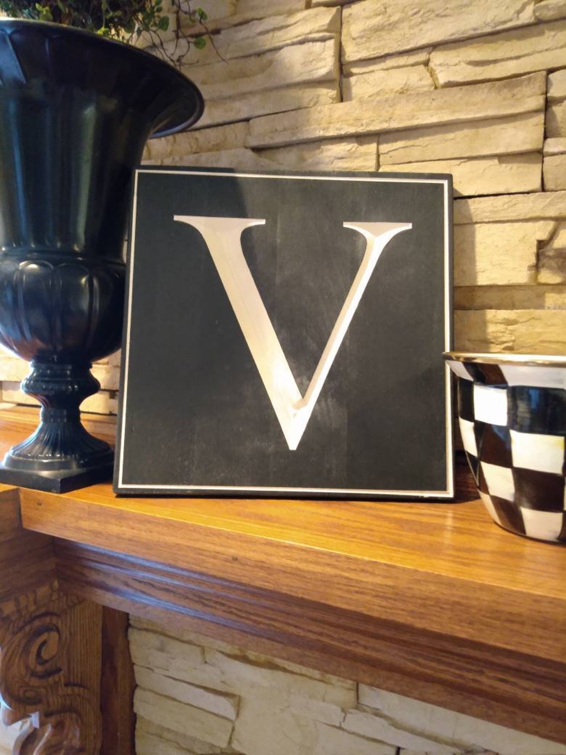 Engraved Letter V Times New Roman Font Wood Wall Art Wood | Etsy