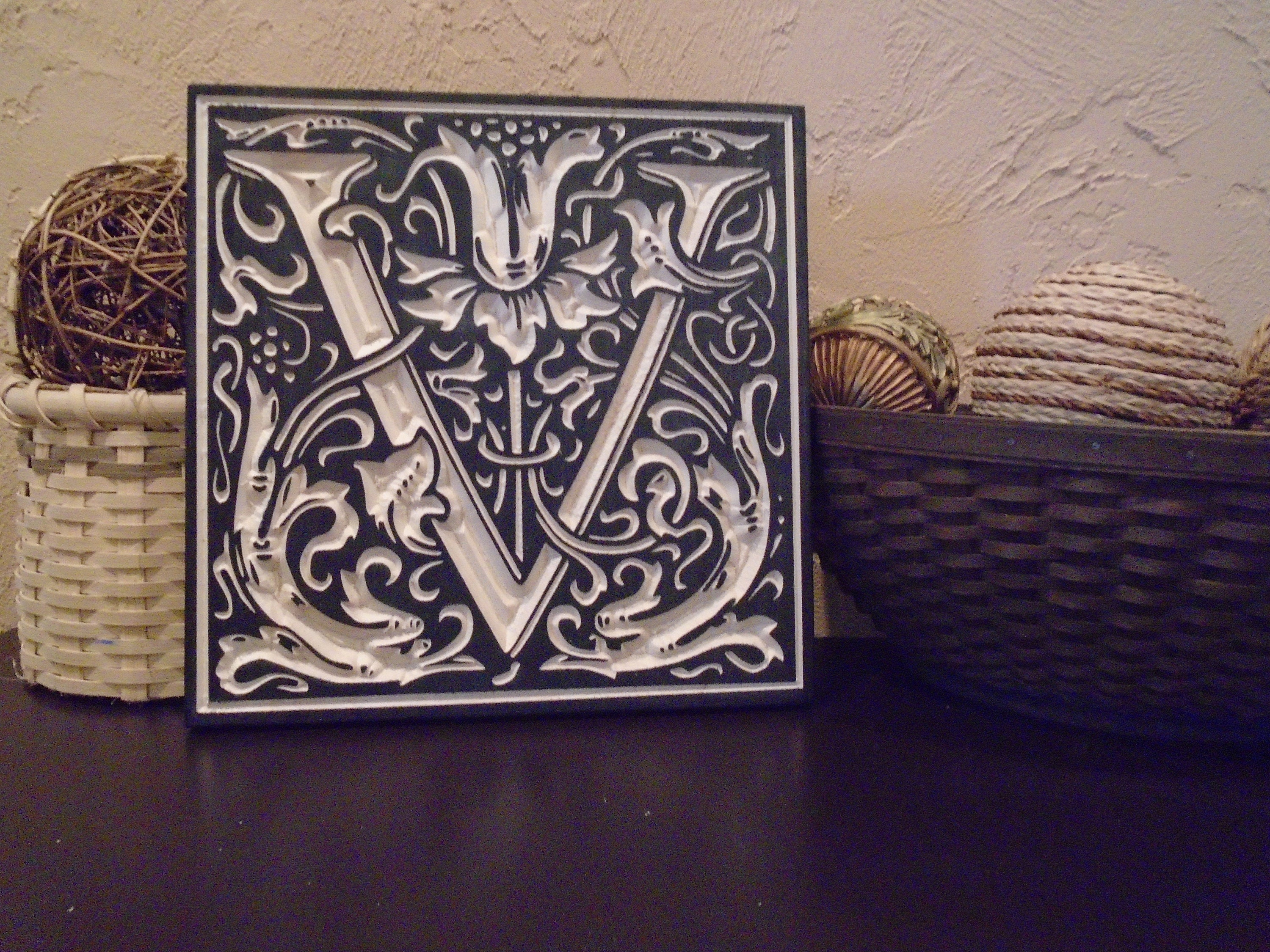 Illuminated Letter V Wood Wall Art Wood Engraving William - Etsy