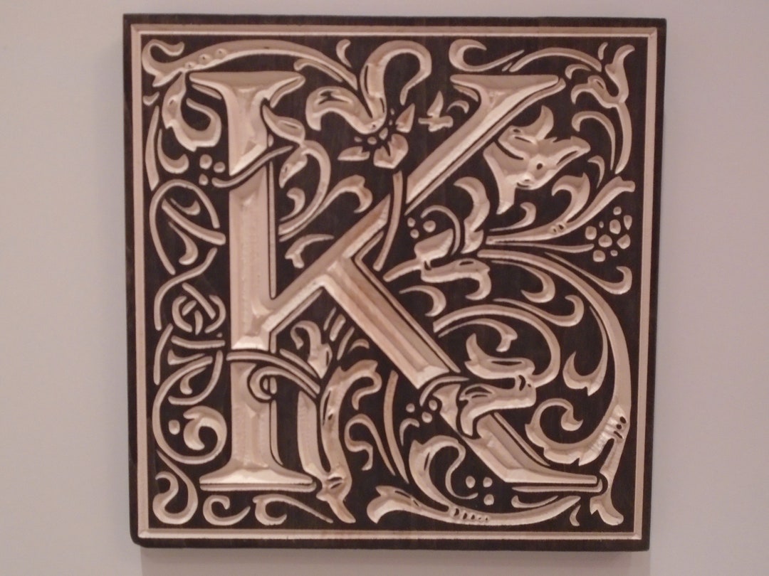 Illuminated Letter K, Wood Wall Art, Wood Engraving, William Morris ...