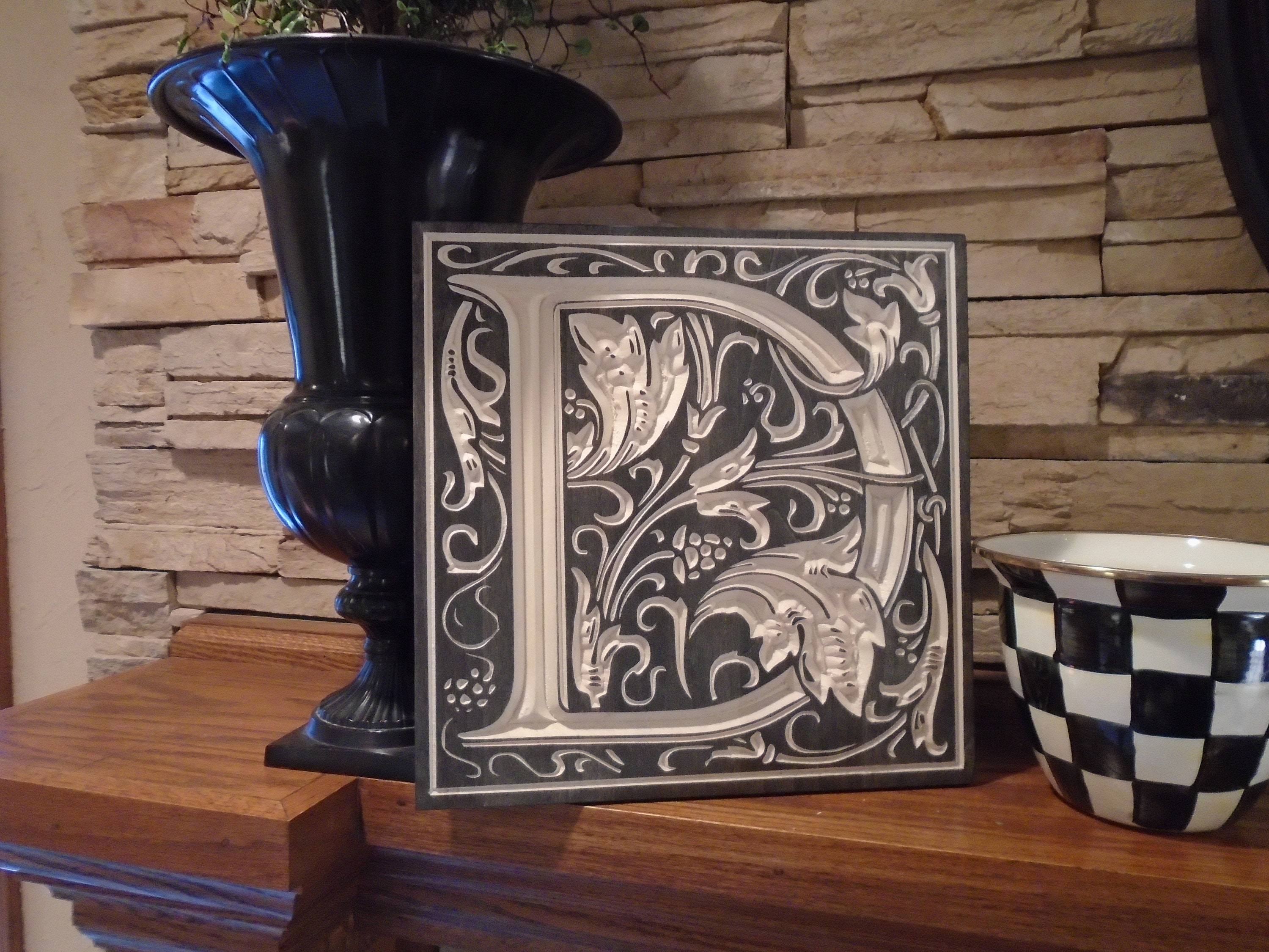 Illuminated Letter D, Wood Wall Art, Wood Engraving, William Morris ...