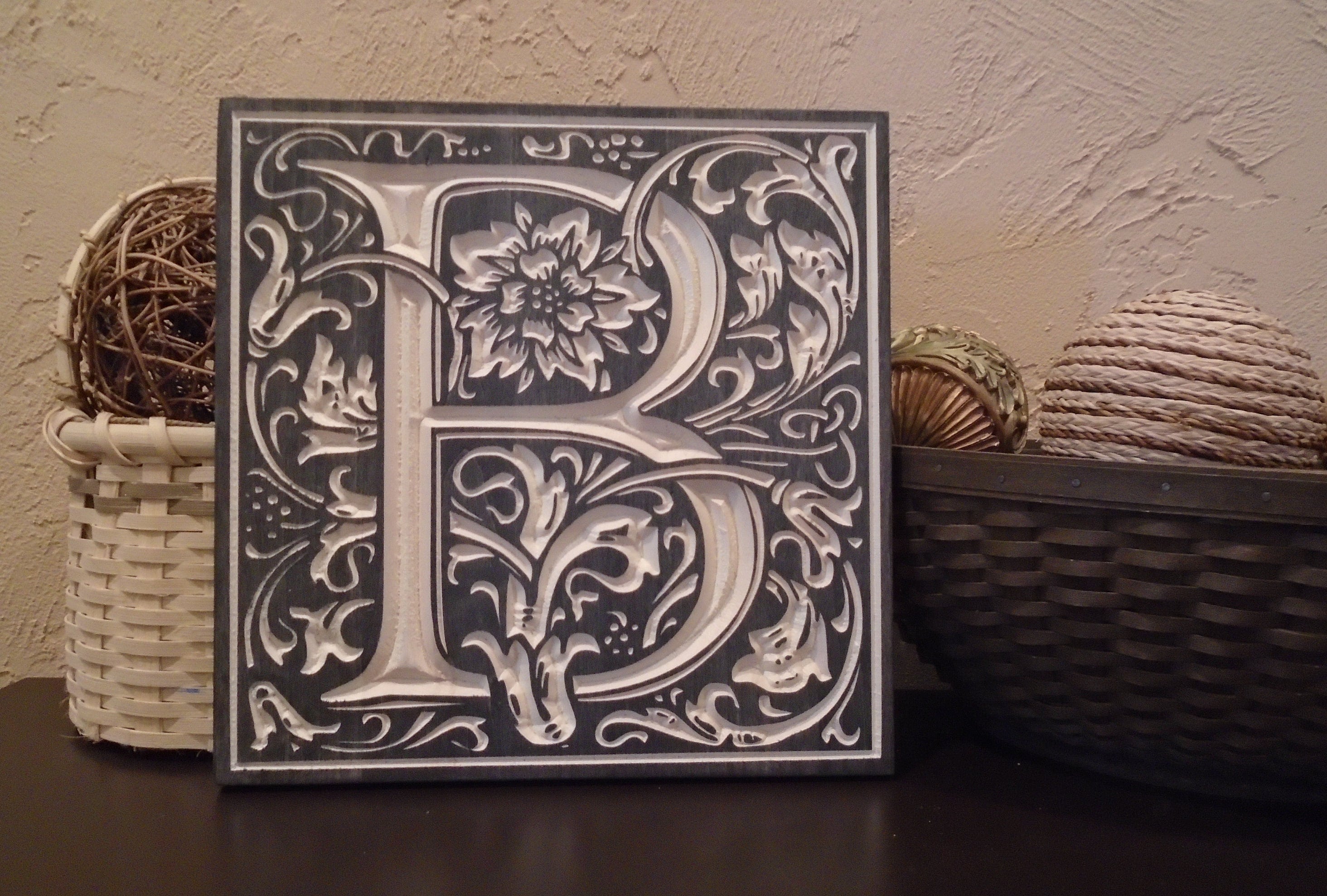 Illuminated Letter B Wood Wall Art Wood Engraving William - Etsy