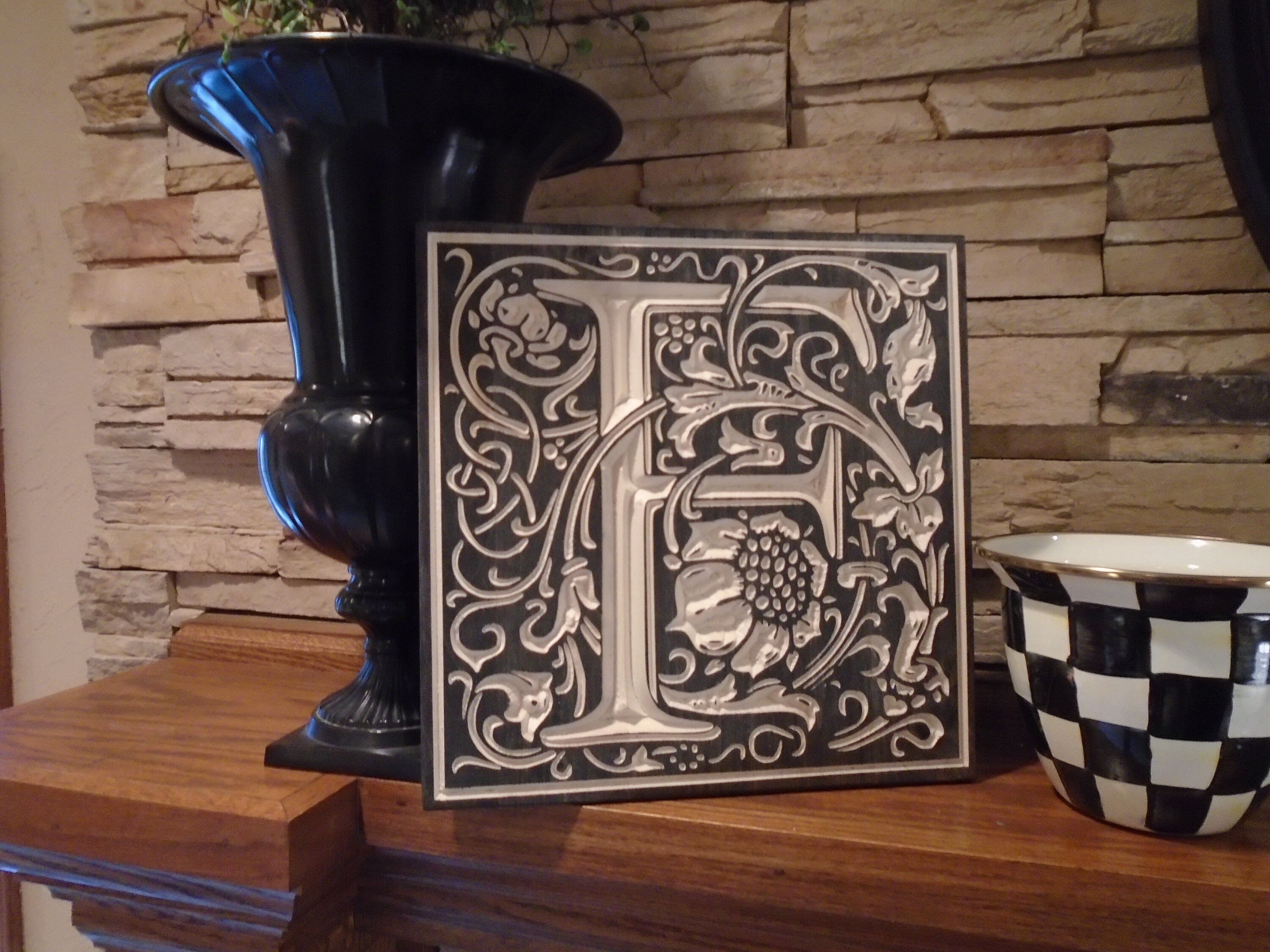 Illuminated Letter F Wood Wall Art Wood Engraving William - Etsy