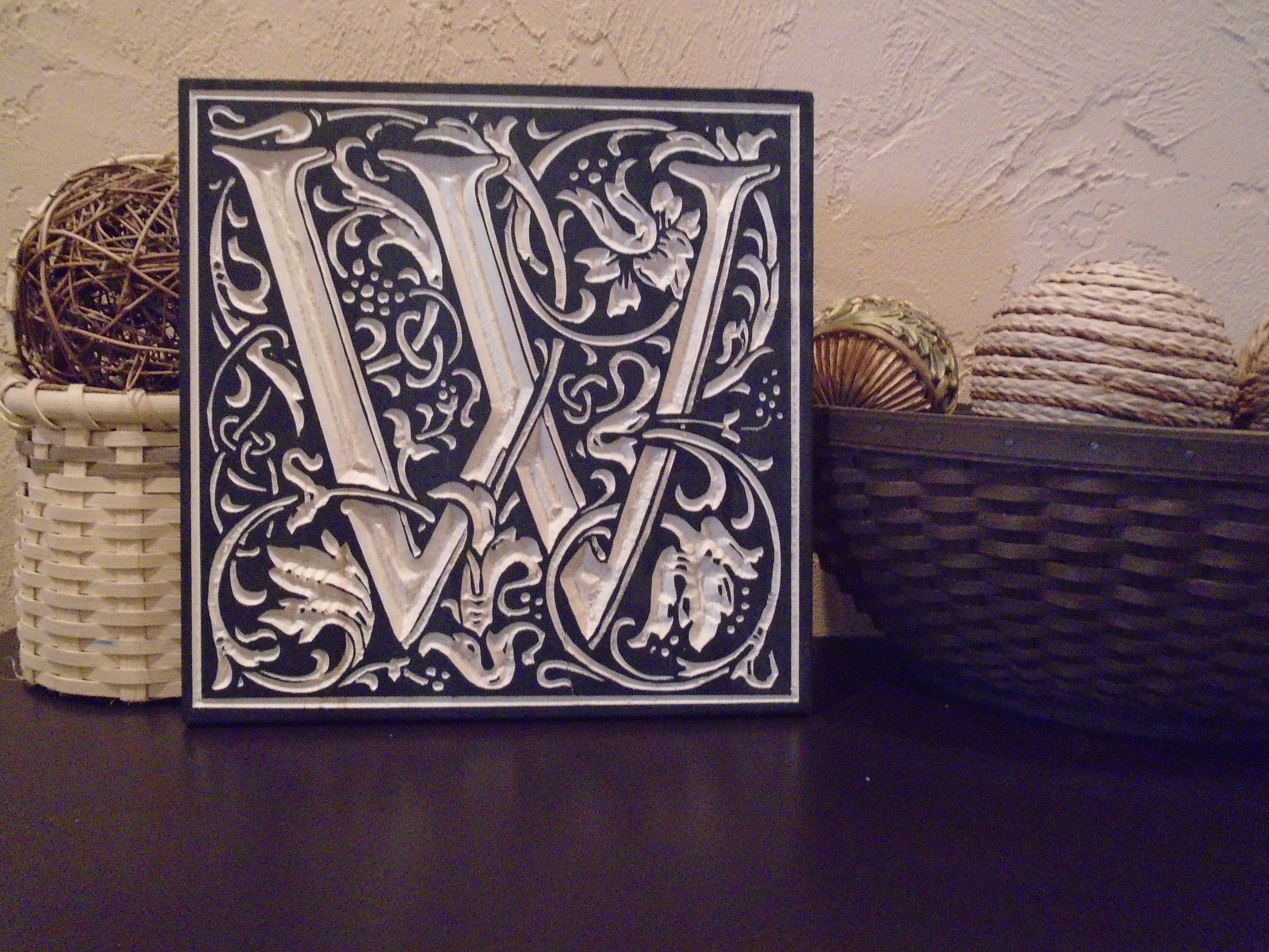 Illuminated Letter W, Wood Wall Art, Wood Engraving, William Morris ...