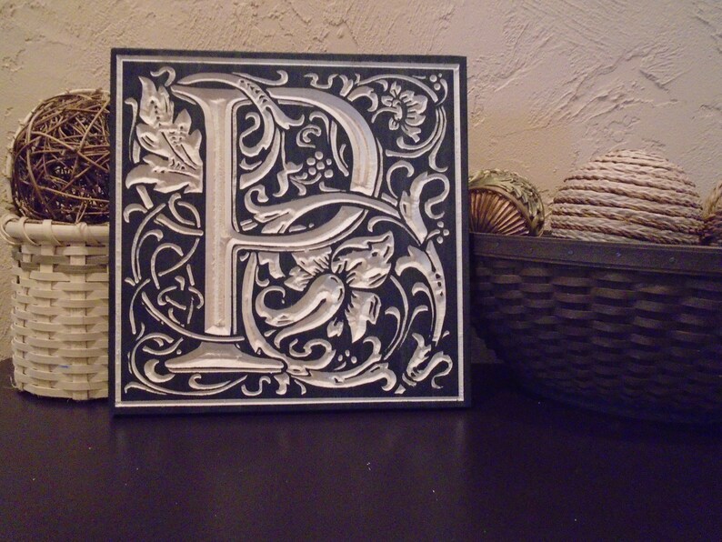 Illuminated Letter P Wood Wall Art Wood Engraving William - Etsy