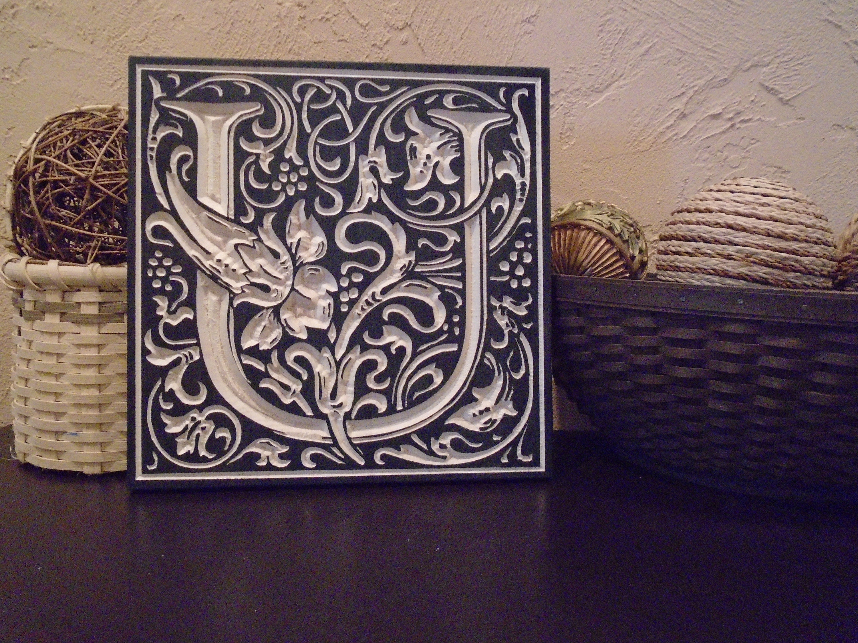 Illuminated Letter U Wood Wall Art Wood Engraving William - Etsy