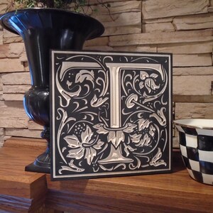 Illuminated Letter T, Wood Wall Art, Wood Engraving, William Morris ...