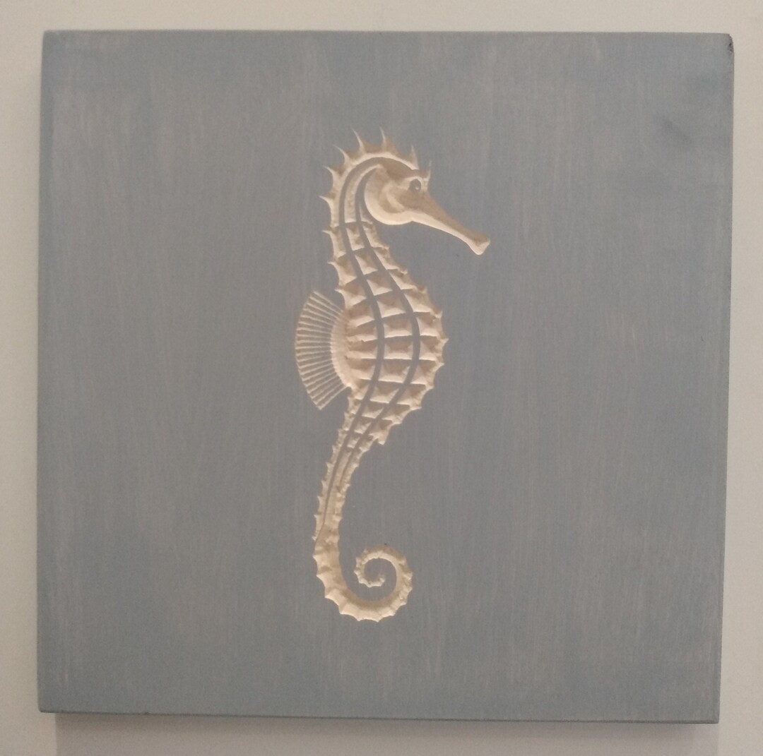 Sea Horse Engraving, Aquatic Decor, Wood Wall Art - Etsy