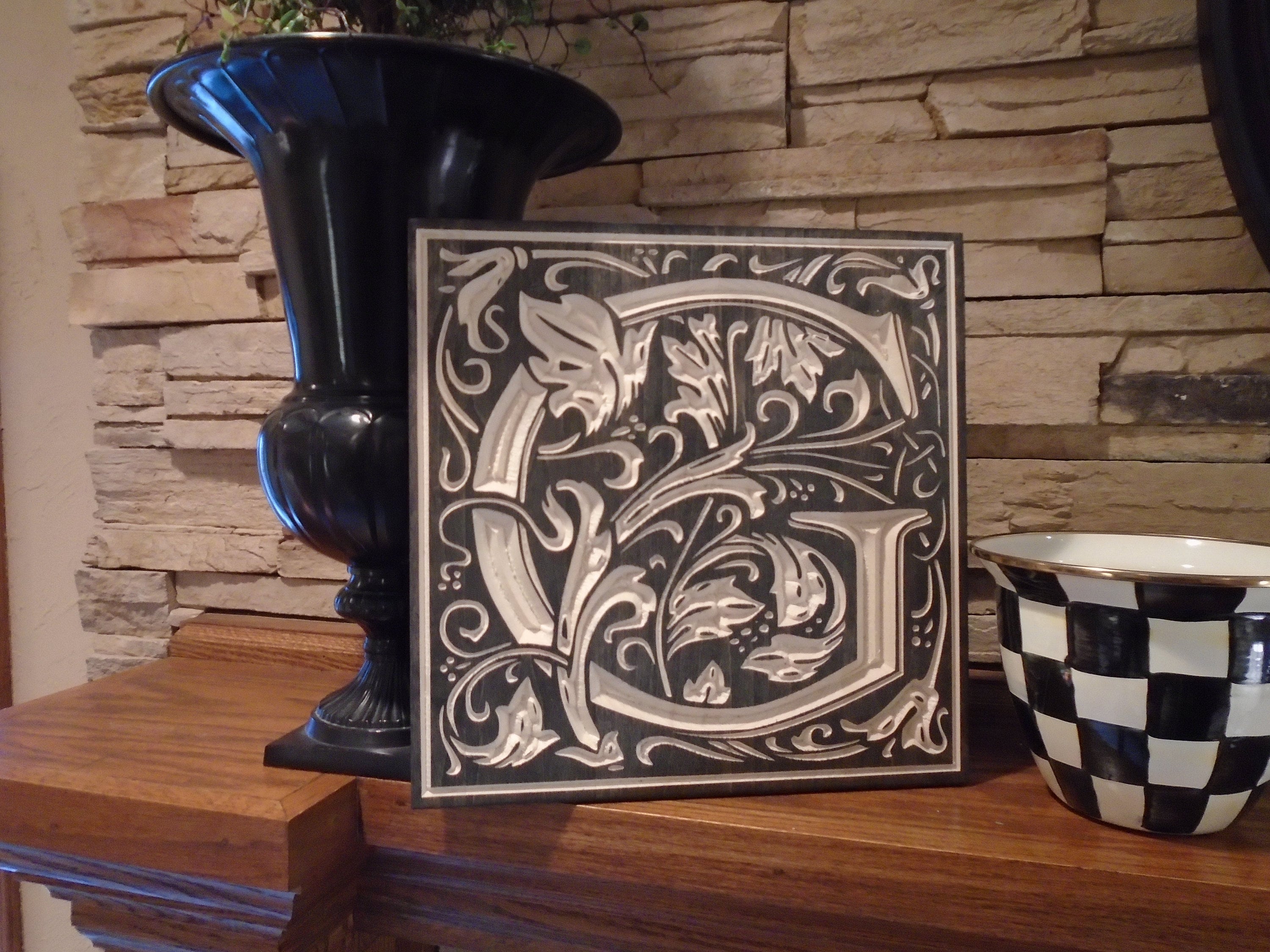 Illuminated Letter G Wood Wall Art Wood Engraving William - Etsy