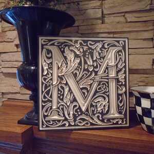 Illuminated Letter M, Wood Wall Art, Wood Engraving, William Morris ...
