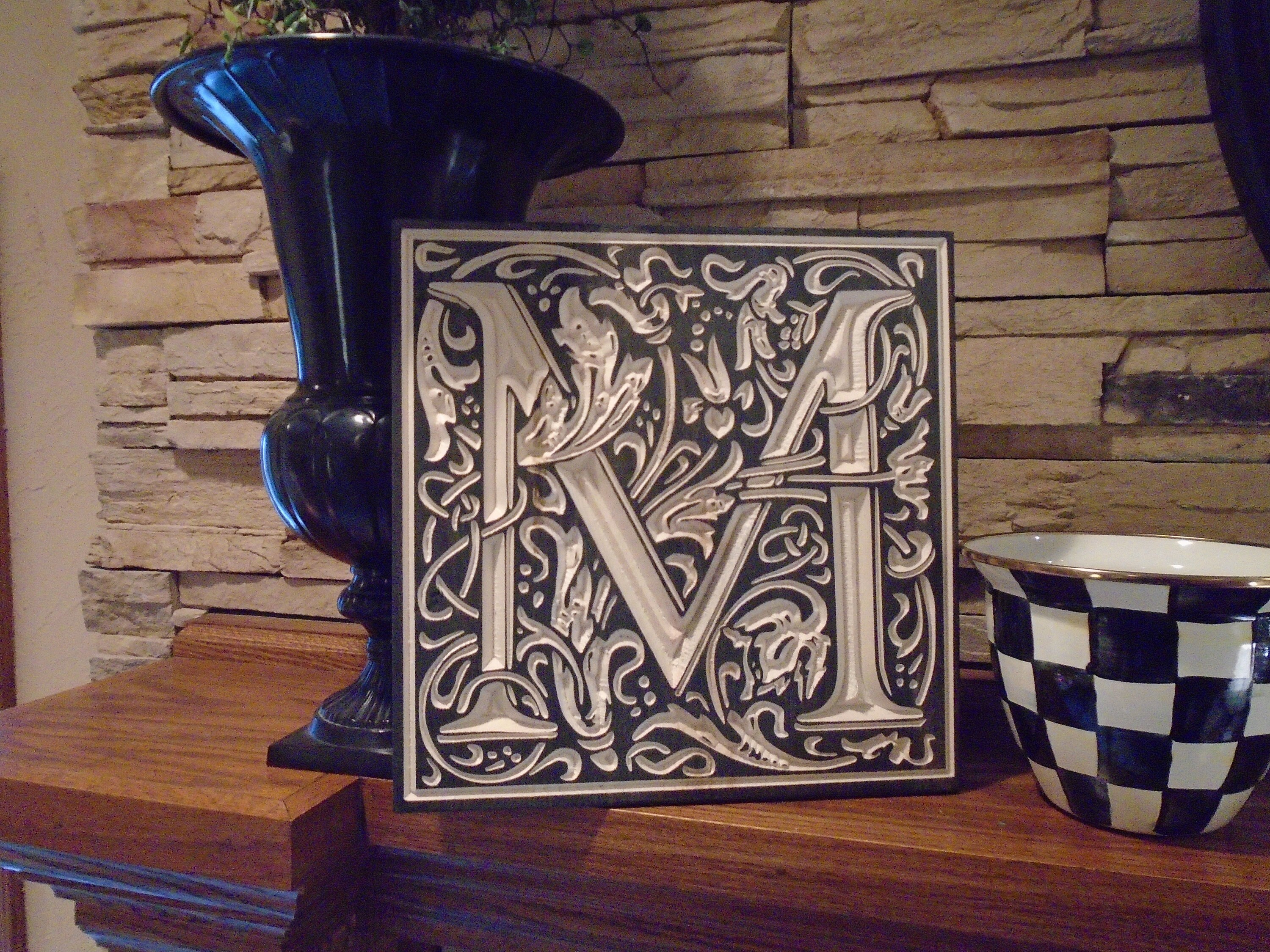 Illuminated Letter M, Wood Wall Art, Wood Engraving, William Morris ...