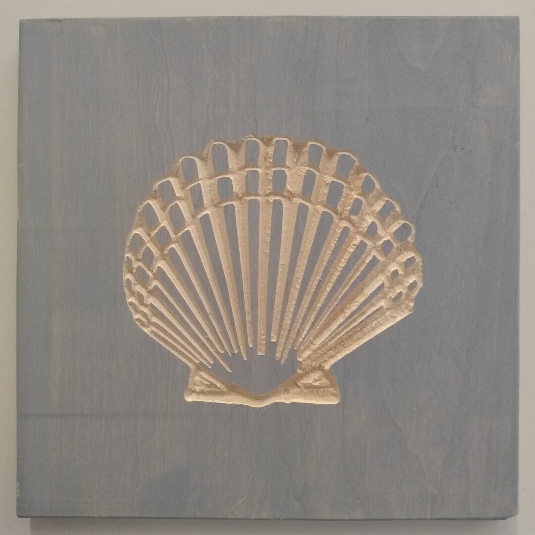 Sea Shell Engraving, Sea Scallop, Aquatic Decor, Wood Wall Art - Etsy