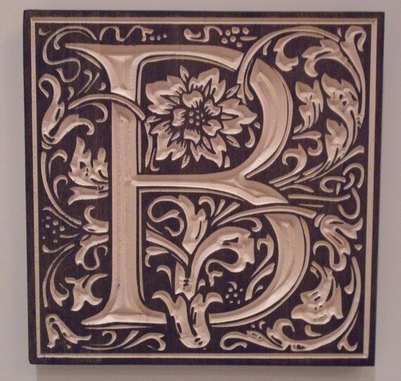 Illuminated Letter B Wood Wall Art Wood Engraving William | Etsy