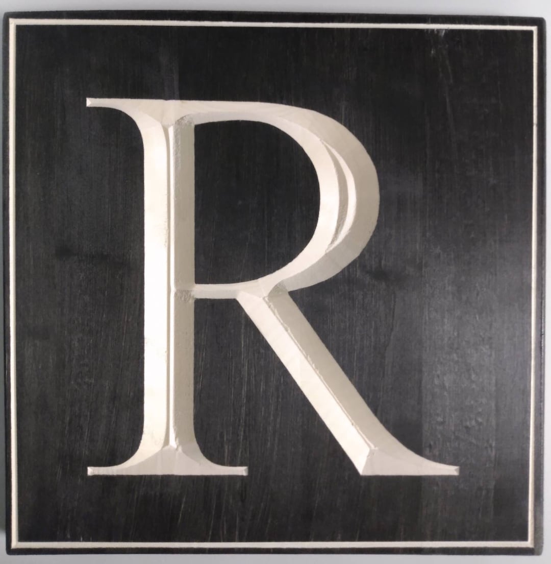 Engraved Letter R, Times New Roman Font, Wood Wall Art, Wood Decor - Etsy