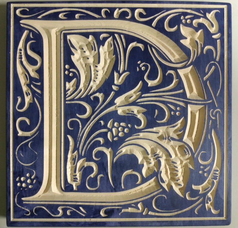Illuminated Letter D Wood Wall Art Wood Engraving William - Etsy
