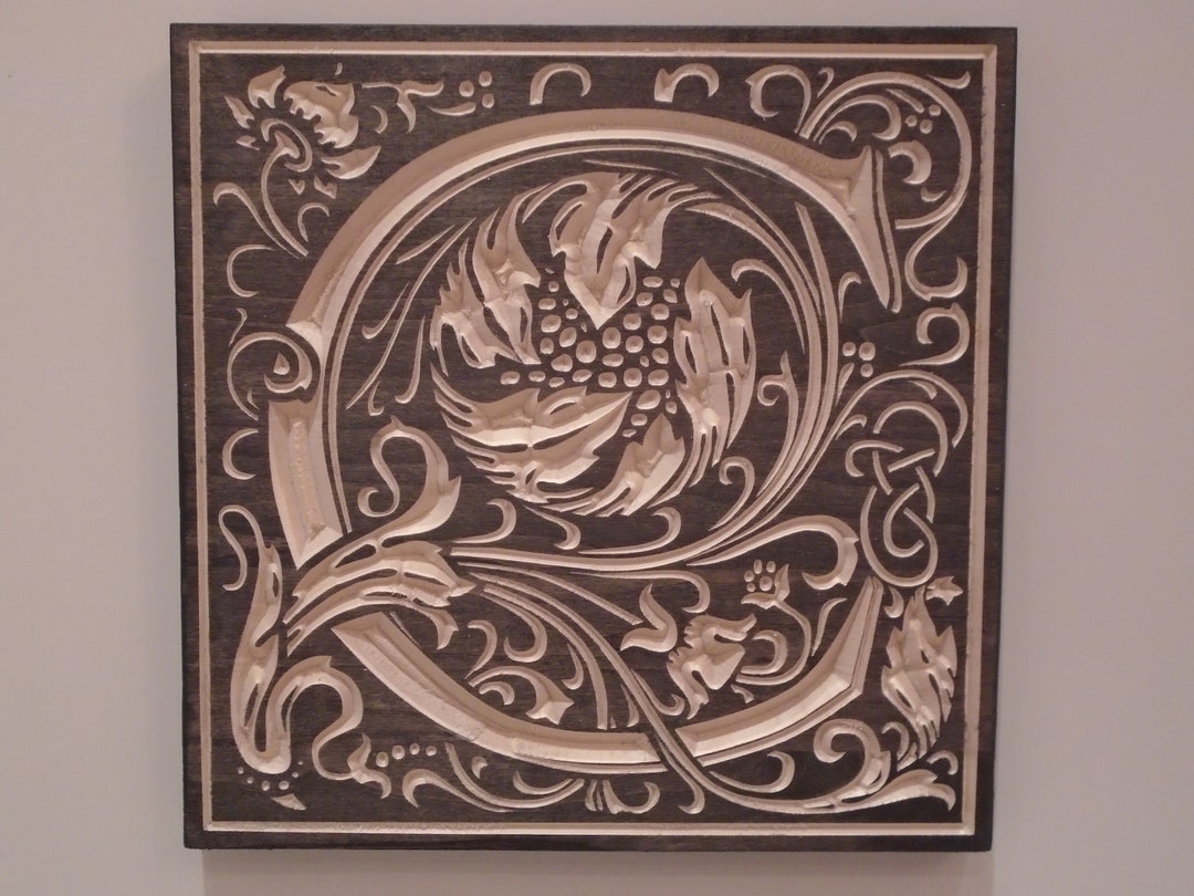 Illuminated Letter C, Wood Wall Art, Wood Engraving, William Morris ...