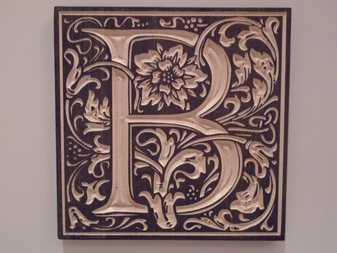 Illuminated Letter B, Wood Wall Art, Wood Engraving, William Morris ...