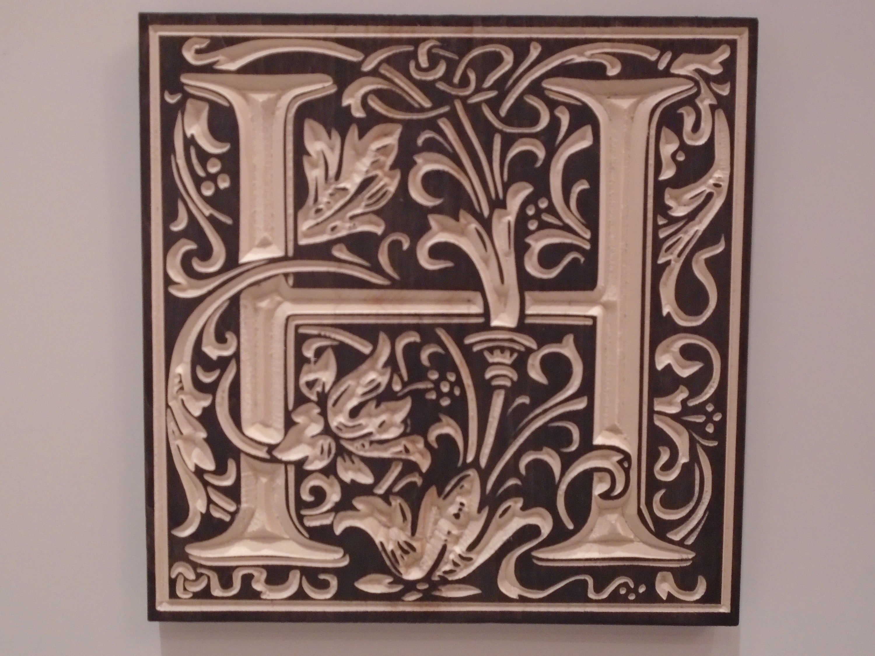 Illuminated Letter H, Wood Wall Art, Wood Engraving, William Morris ...