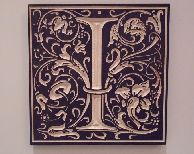 Illuminated Letter I, Wood Wall Art, Wood Engraving, William Morris ...
