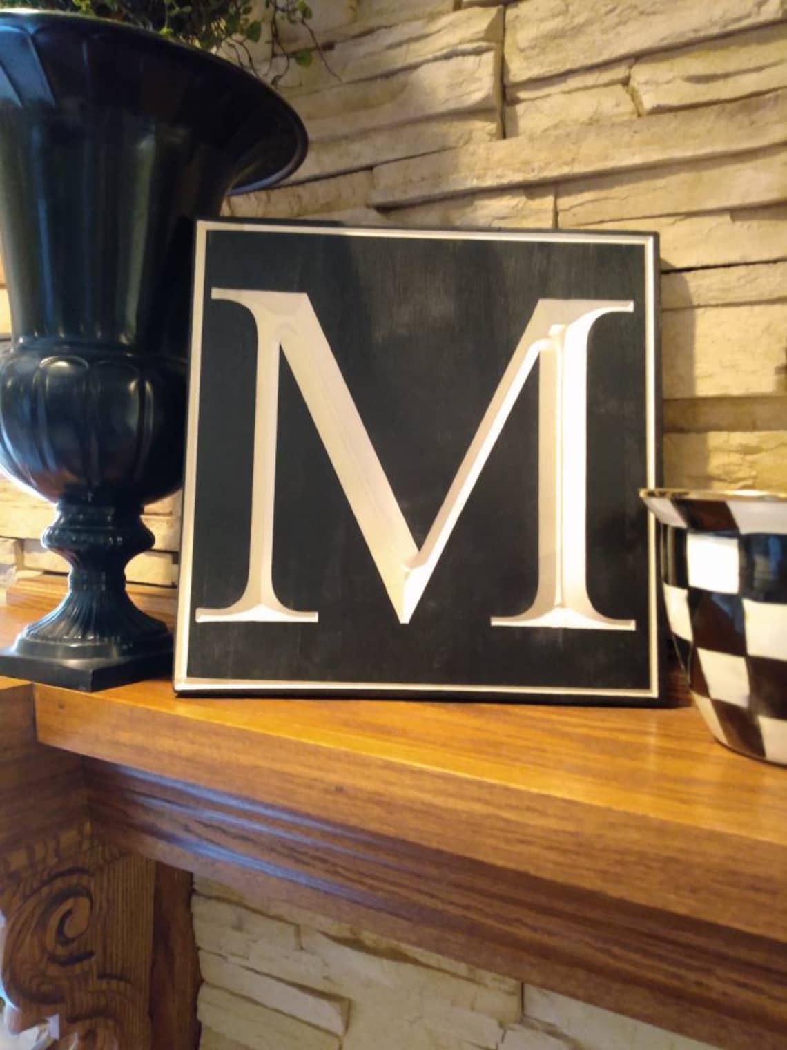 Engraved Letter M Times New Roman Font Wood Wall Art Wood | Etsy