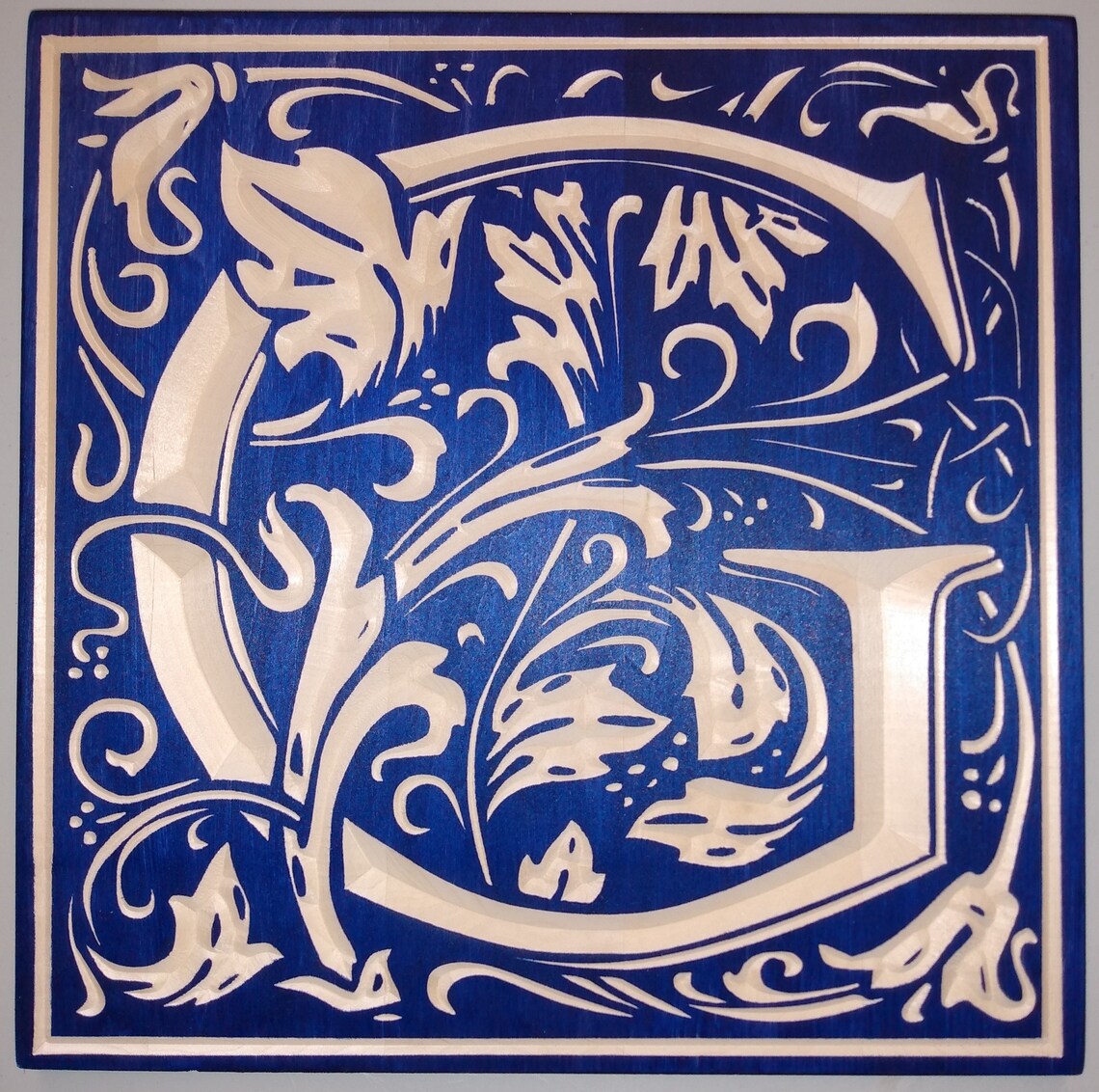 Illuminated Letter G, Wood Wall Art, Wood Engraving, William Morris ...