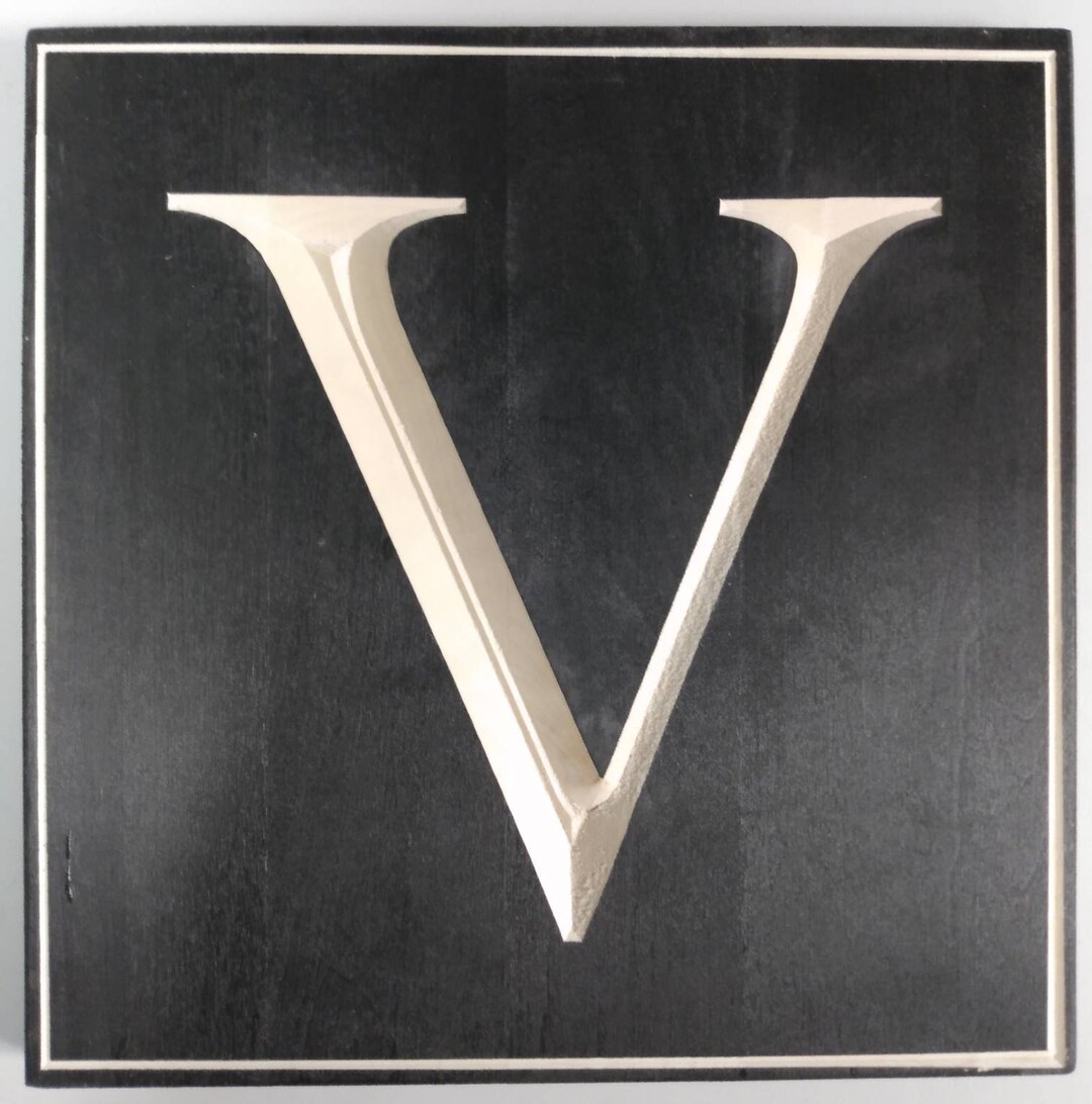 Engraved Letter V, Times New Roman Font, Wood Wall Art, Wood Decor - Etsy