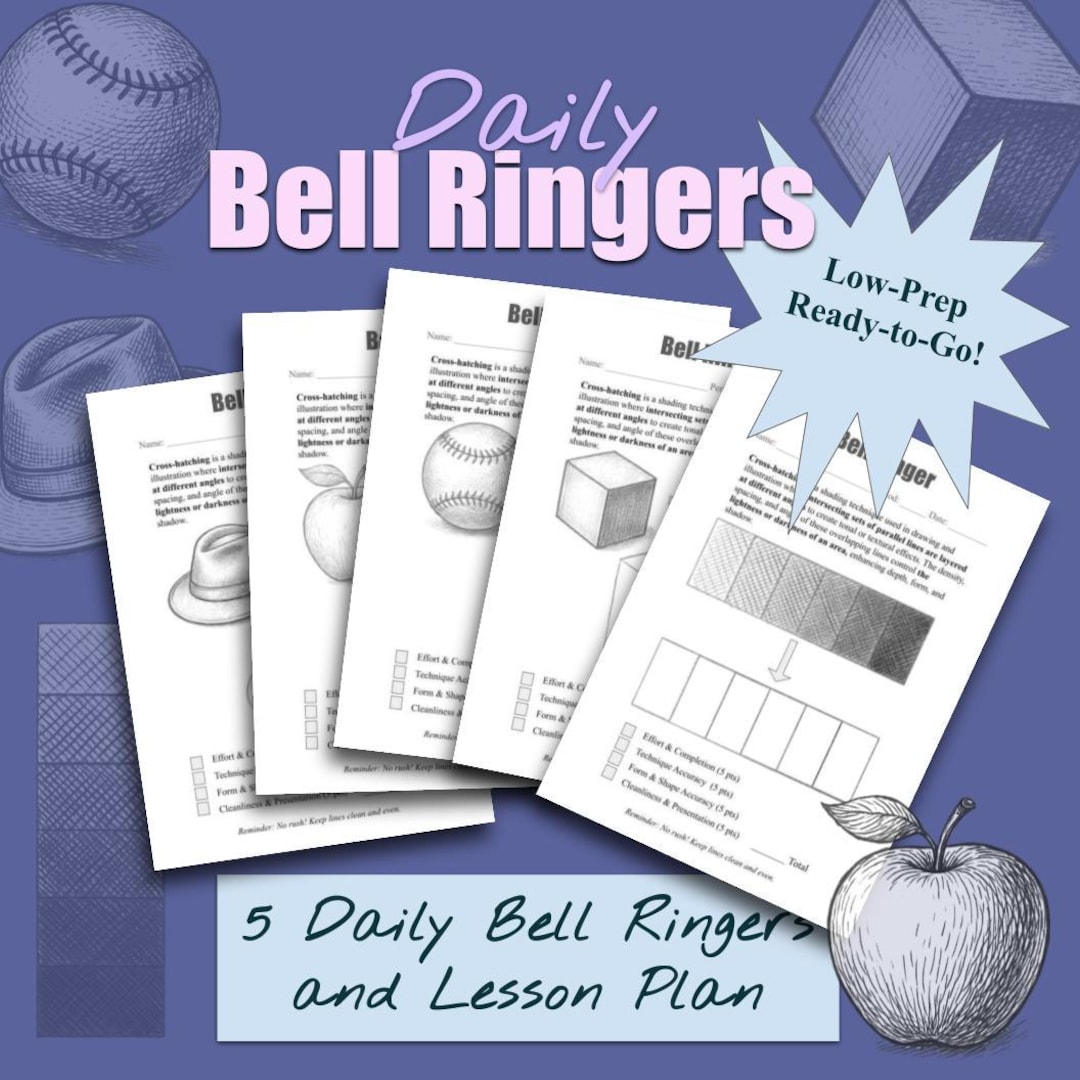 Cross-hatching Art Bell Ringers | Print & Go Shading and Texture ...
