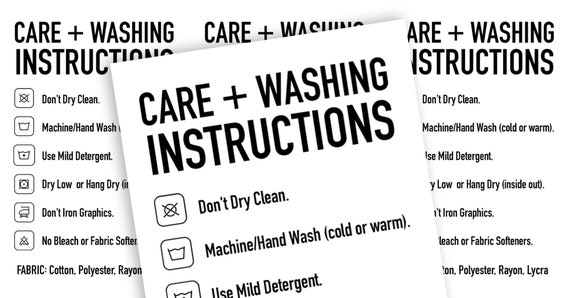 T-shirt Care Washing Instructions for Cotton Polyester - Etsy