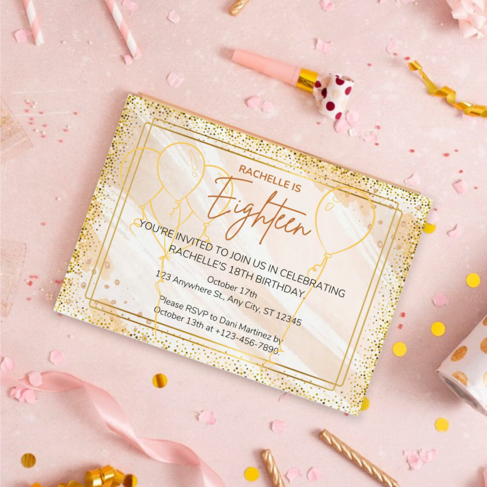 Sparkling Gold Birthday Bash Invitation - Etsy