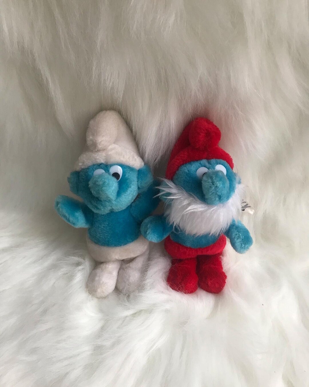 1981 Vintage Pair of Mini Smurf Plushes Papa Smurf Stuffie Vintage Kids ...
