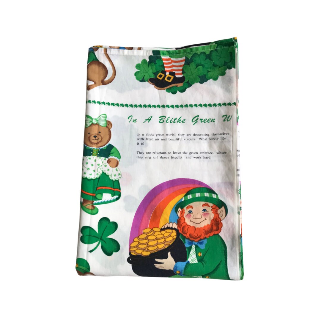 Vintage Lucky Leprechaun Sheet or Fabric Pot of Gold Lucky Irish Four ...