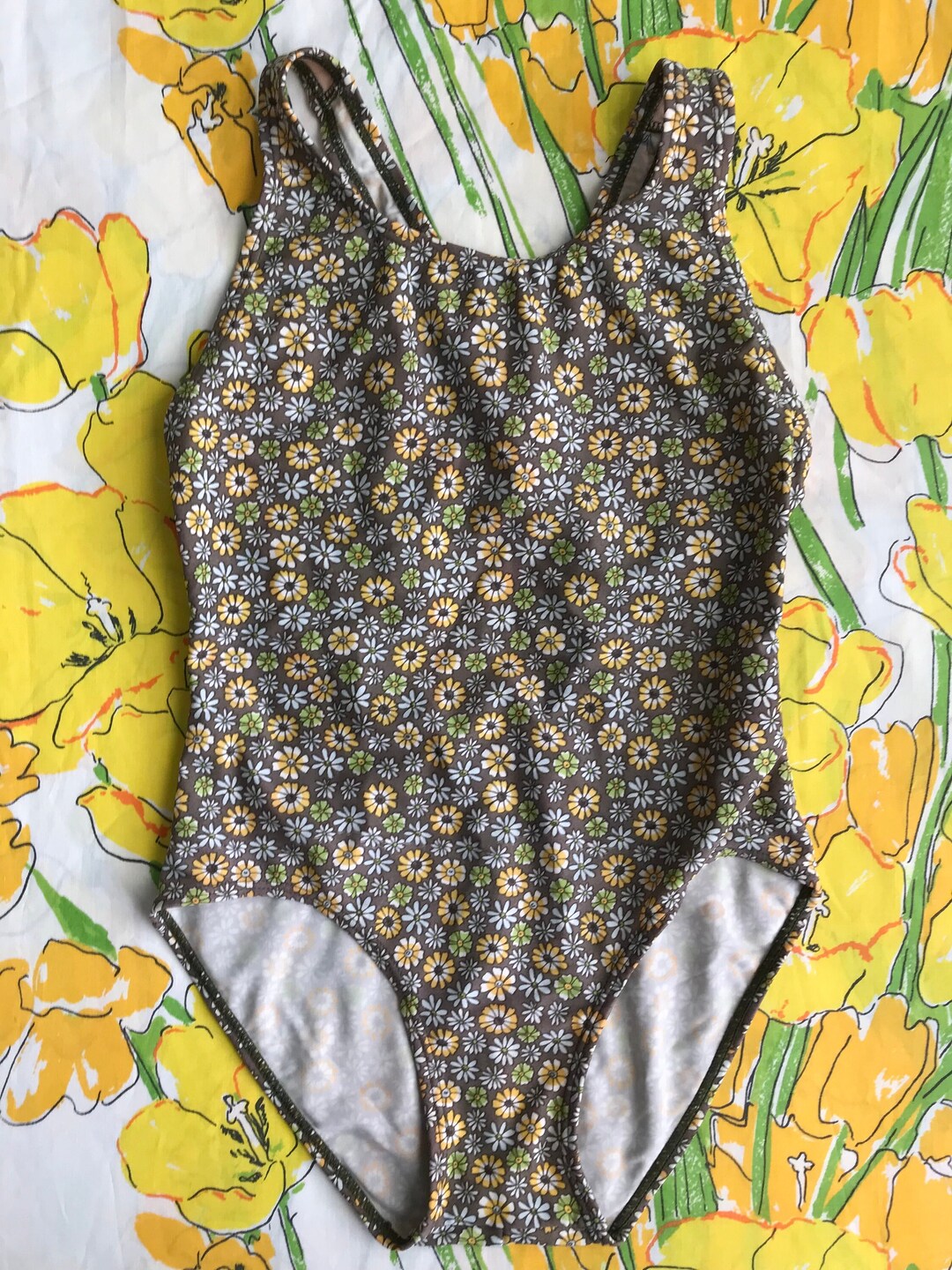 Vintage Girls Floral Bathing Suit - Retro Floral One-piece Bathing Suit ...