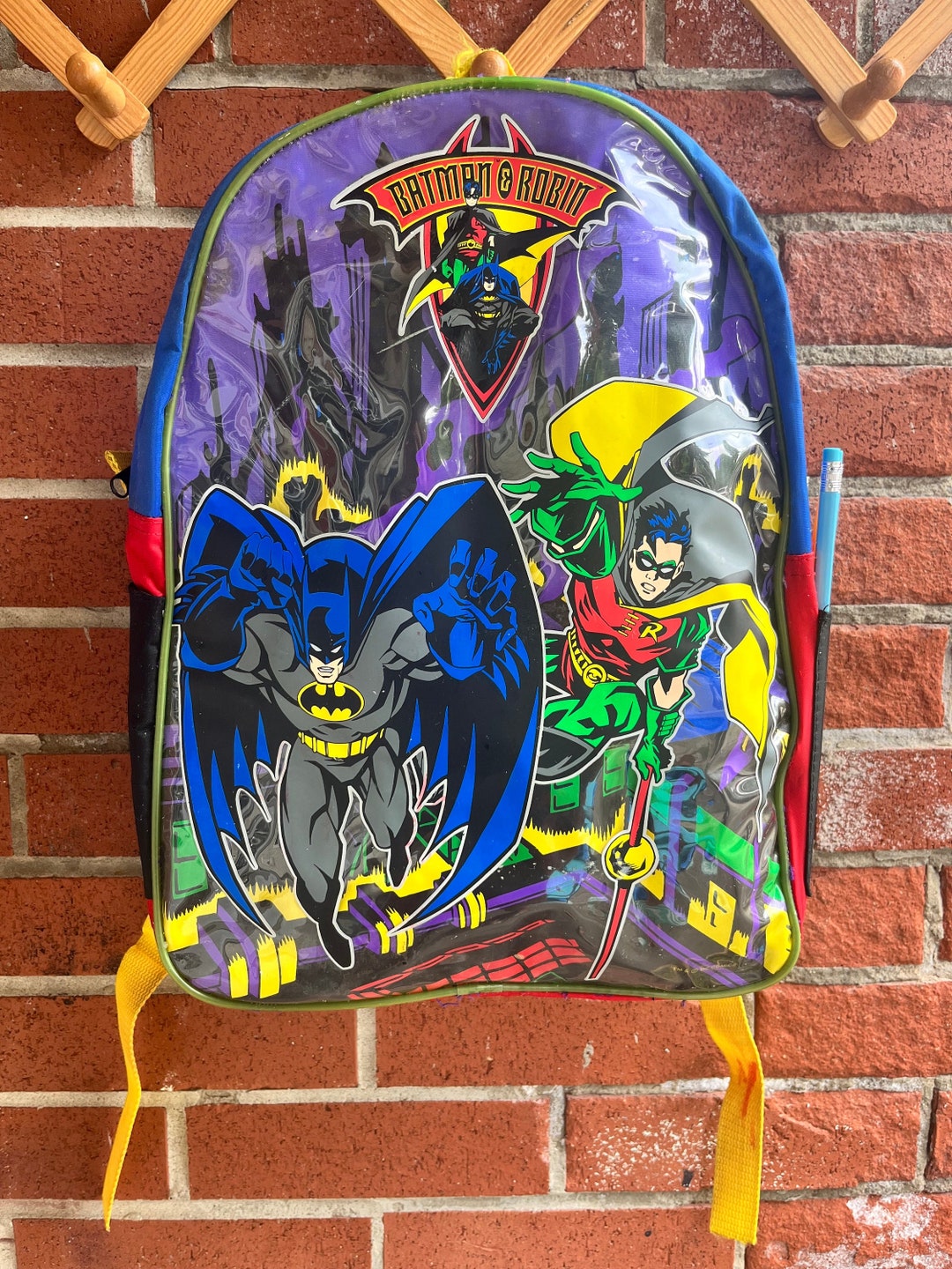 Vintage 90's Kids Batman and Robin Colour-block Backpack Batman Forever ...