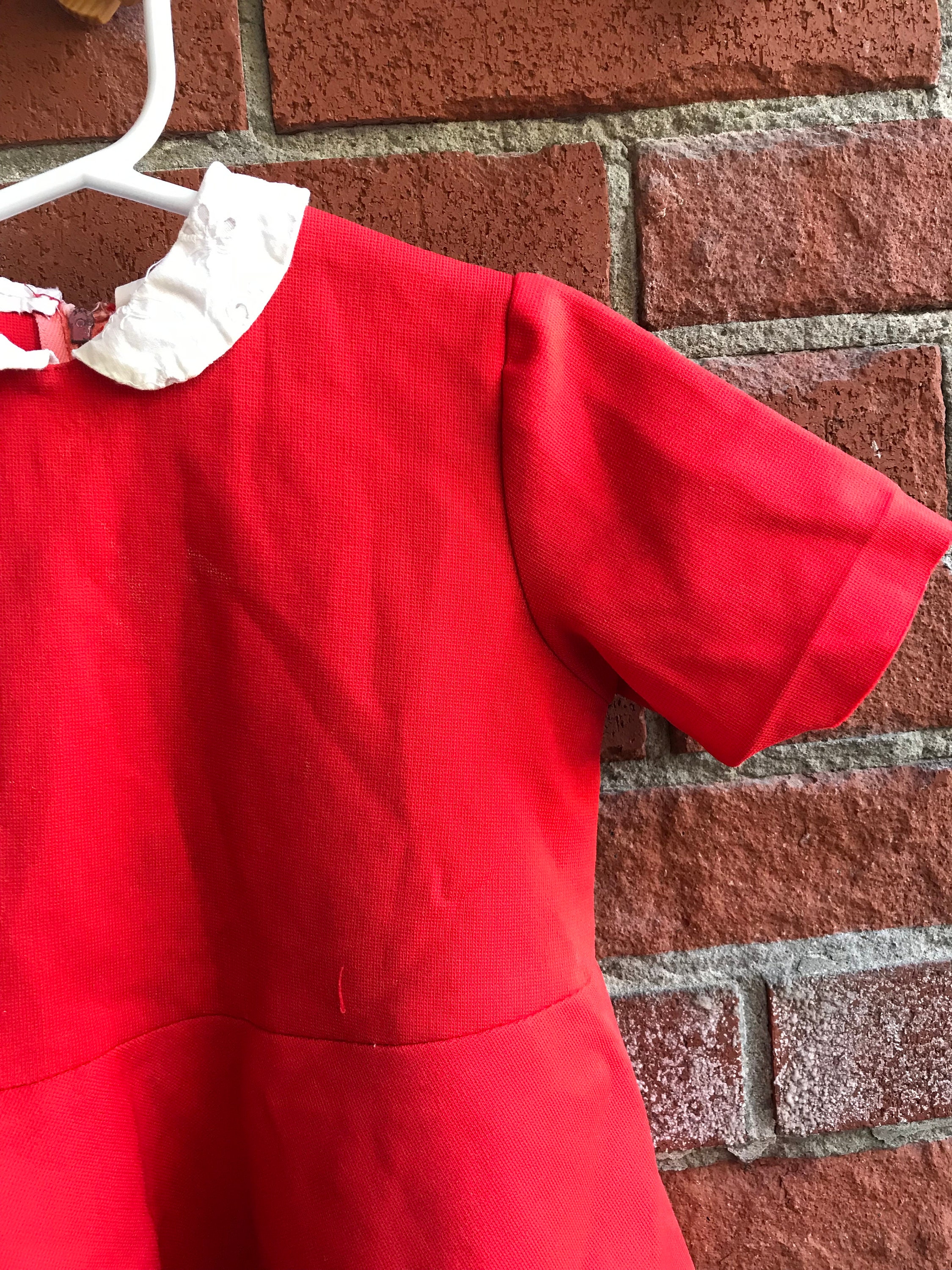 1960's Vintage Girls Red Mod Dress Pinafore With Peter Pan - Etsy