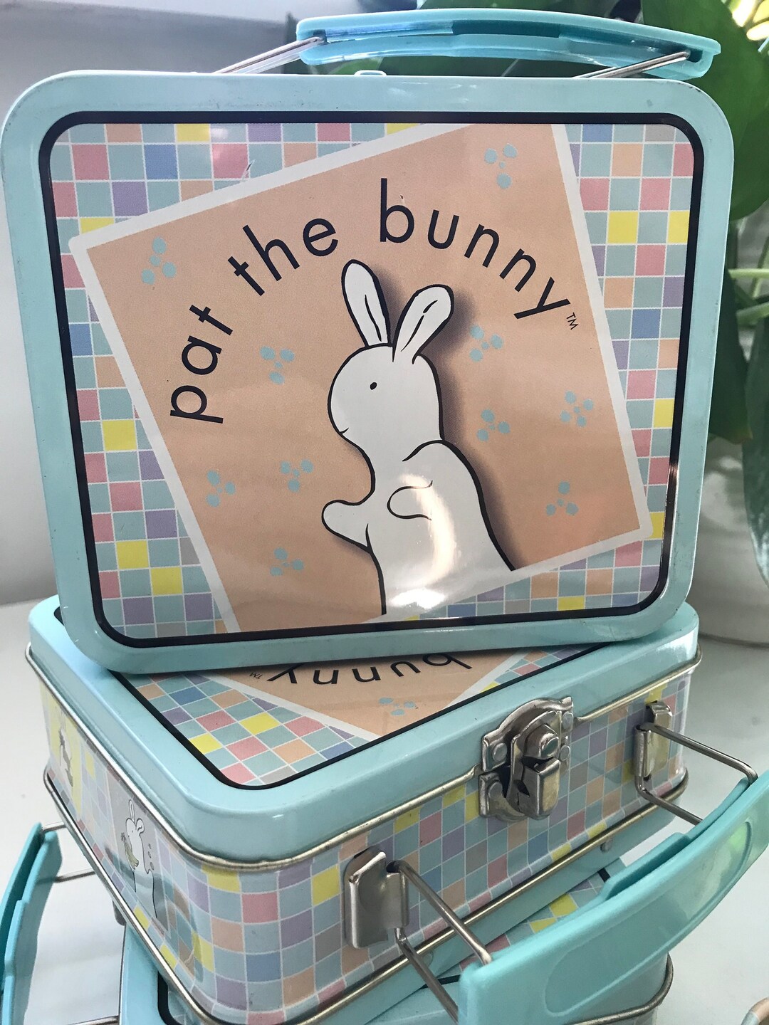 Vintage Pat the Bunny Tins With Handles and Clasps Mini Lunchbox Shaped ...