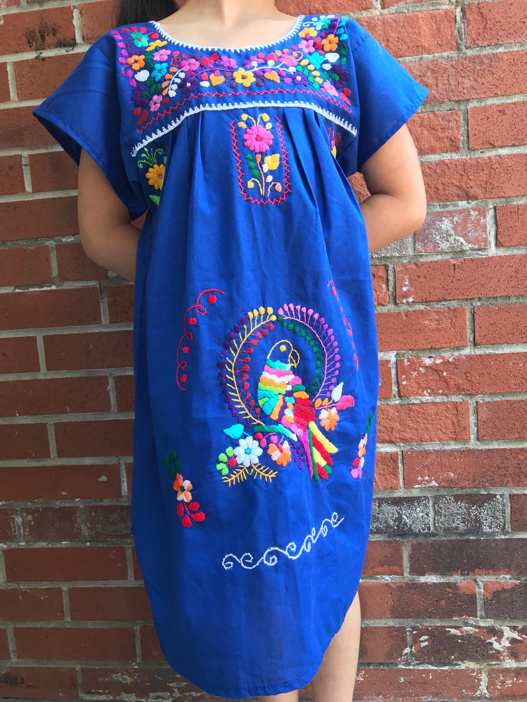 Handmade Mexican Girls Dresses Embroidered Mexican Dresses - White, Blue and Green Options - Etsy