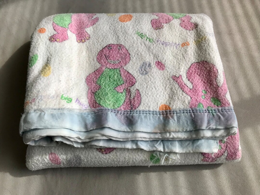 Vintage Barney Blanket Kids Bedding Kids Bedroom Decor Purple Dinosaur ...