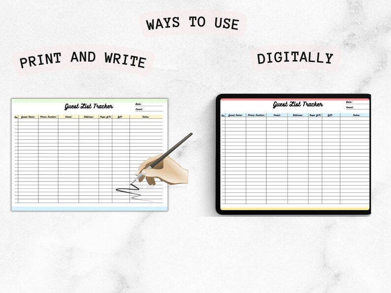 Printable Guest List Tracker Guest List Template Event List - Etsy