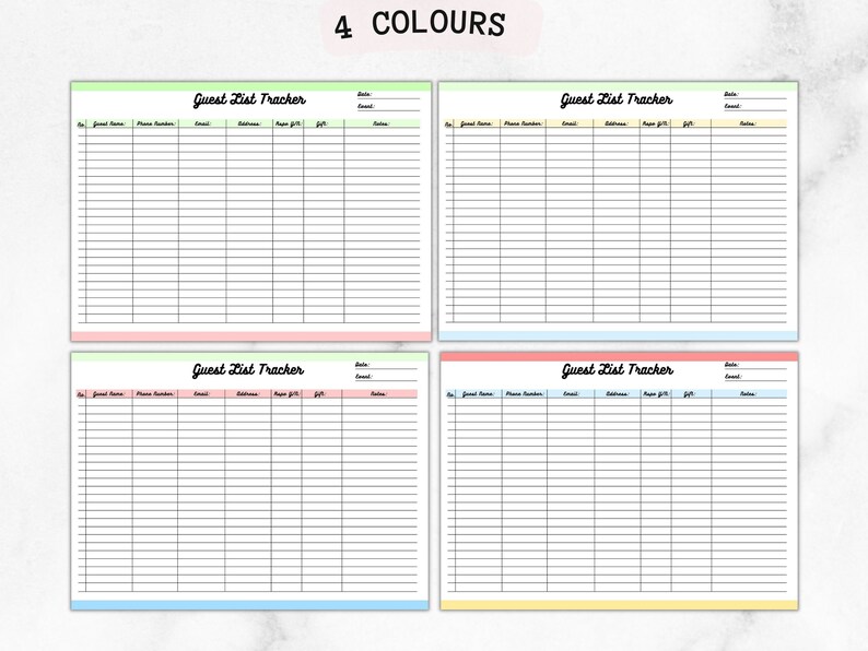 Printable Guest List Tracker Guest List Template Event List - Etsy