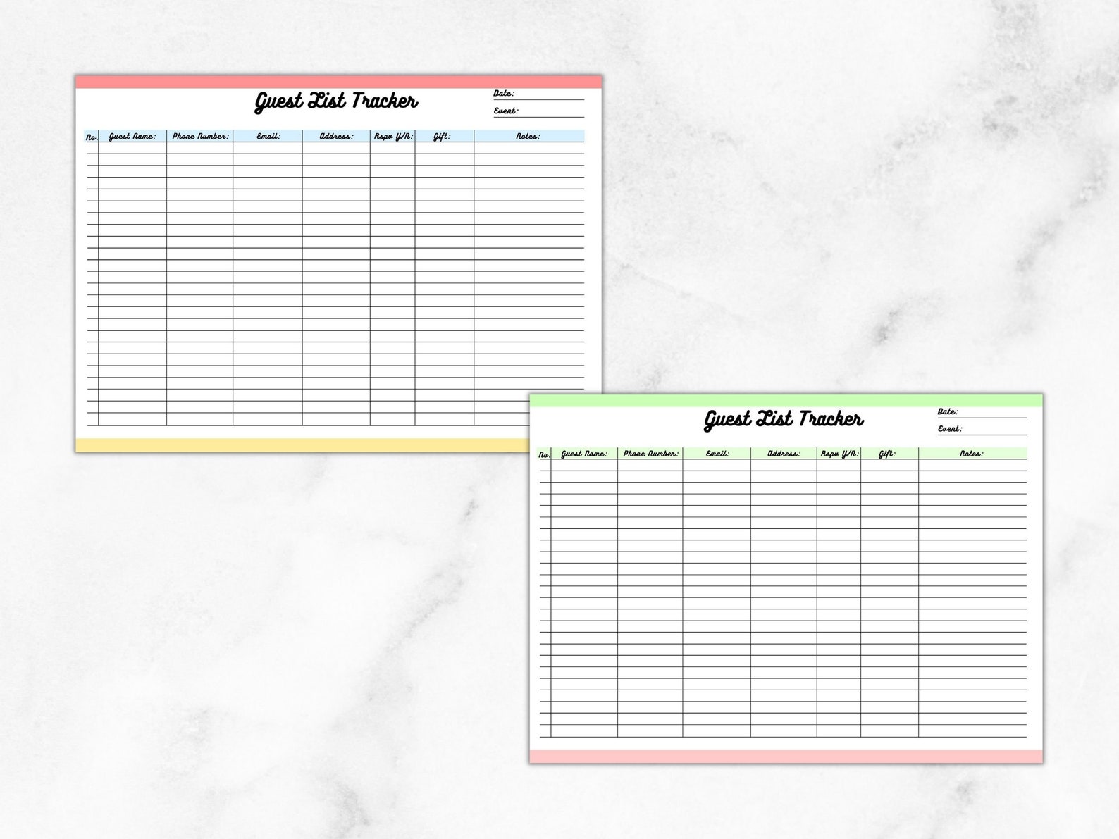 Printable Guest List Tracker Guest List Template Event List - Etsy