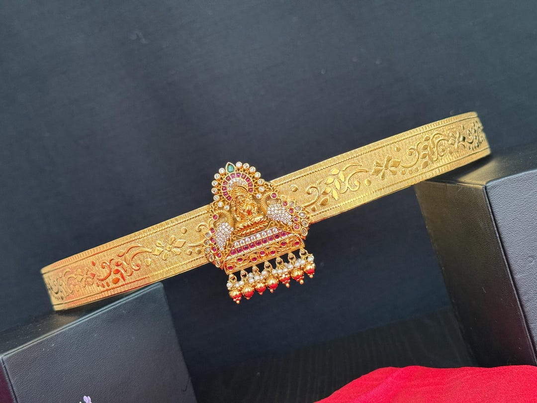 Saree Belt Goddess Lakshmi Pendant/pearl Gold Beads Drop/28 to 38 - Etsy