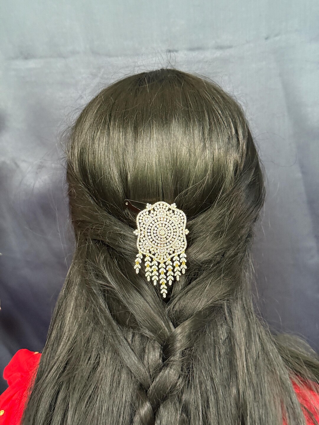 AD Stone Jada Billa Hair Pendant Clip: Gold Finish Indian Jewelry - Etsy