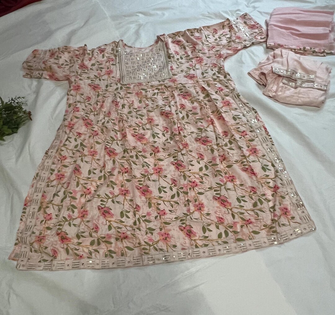 Plus Size Pink Floral Cotton Salwar Kameez: Indian 3-piece Set - Etsy