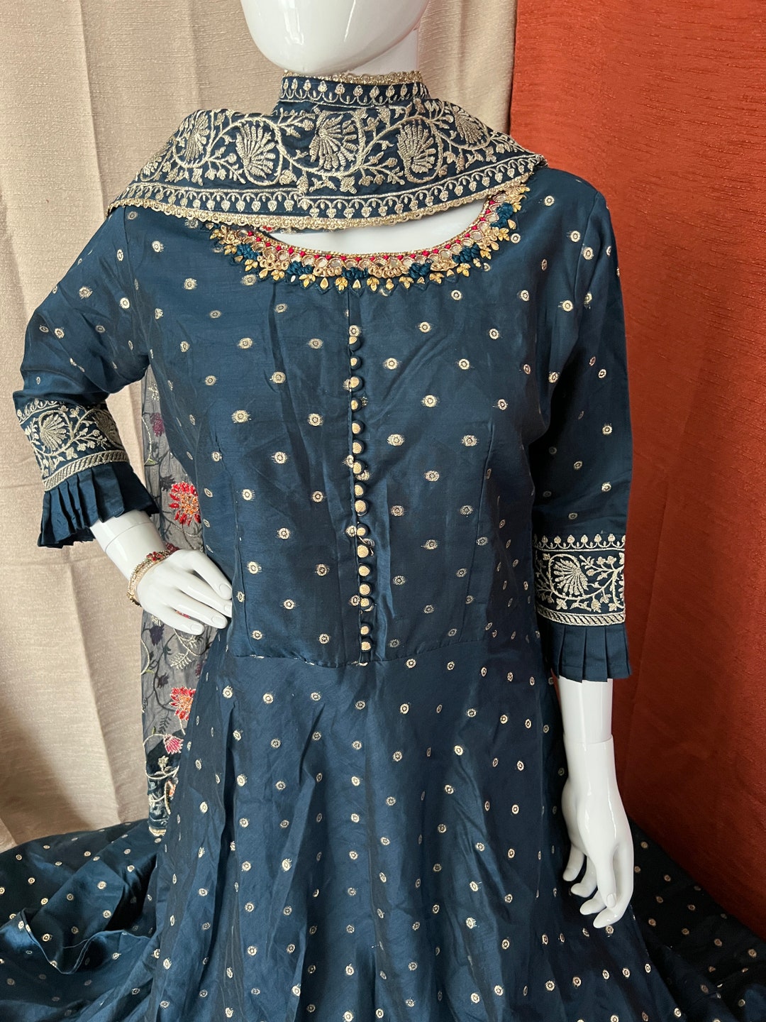 Royal Blue Silk Salwar Kameez: Indian Dress (size S to M) - Etsy