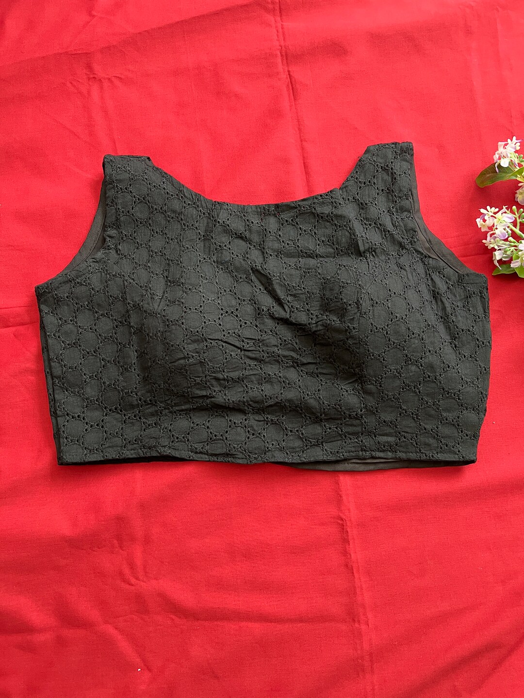 Saree Blouse Black Color Soft on Top Furry Strings/size 38/ 2 Inches ...